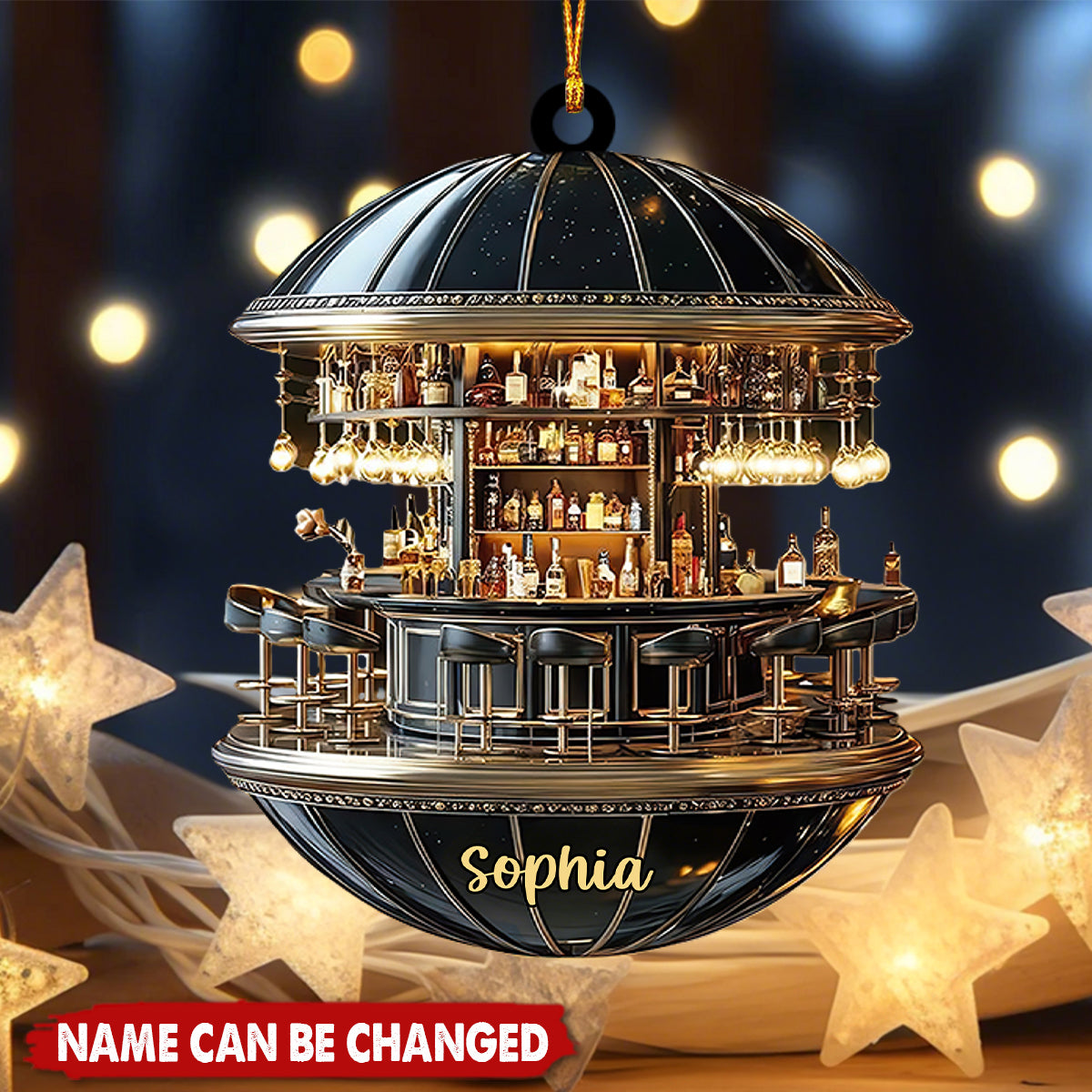 Custom Miniature Cocktail Bar Ornament, Retro Lounge Bar Christmas Tree ...