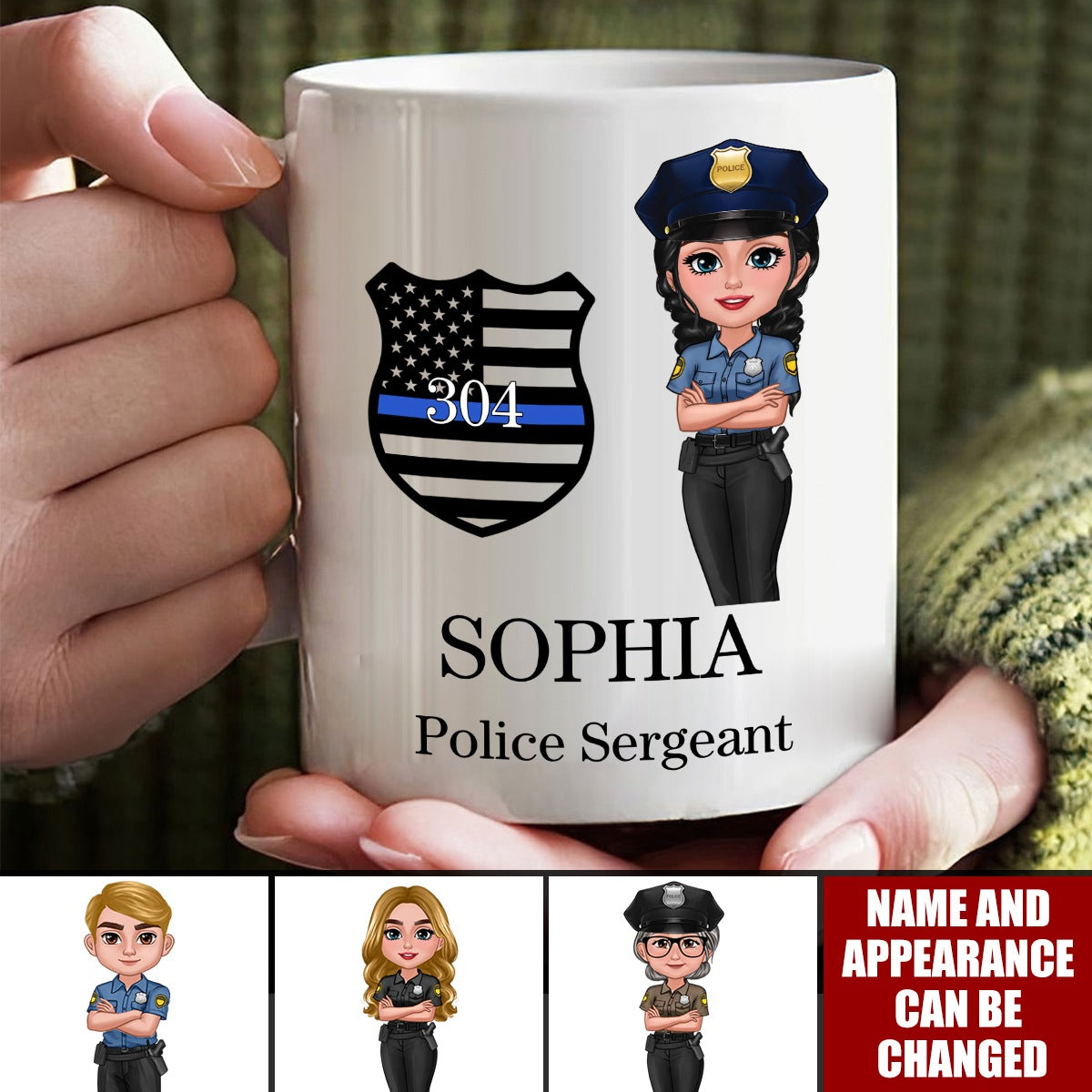 Police Thin Blue Line Personalized Mug, Appreciation Gift, Christmas ...