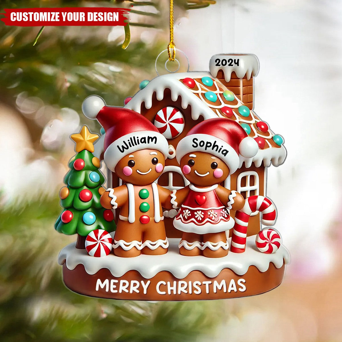 Gingerbread Couple Gingerbread House Personalized Acrylic Ornament ...