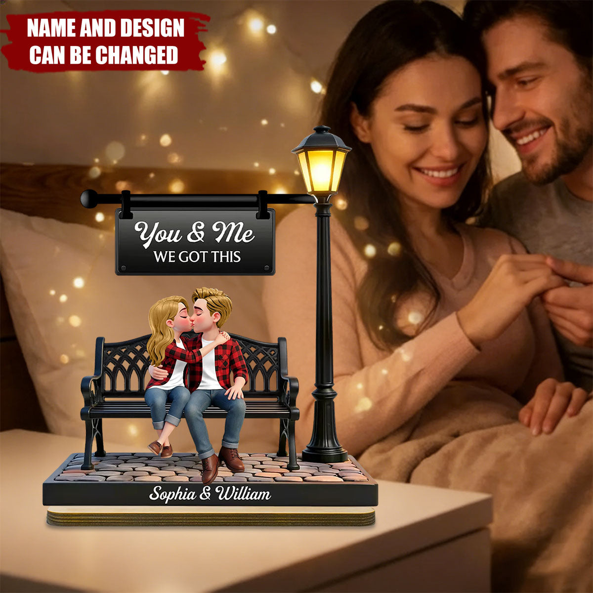 Everlasting Love Couple Sitting Kissing Under Lamp Post - Personalized ...