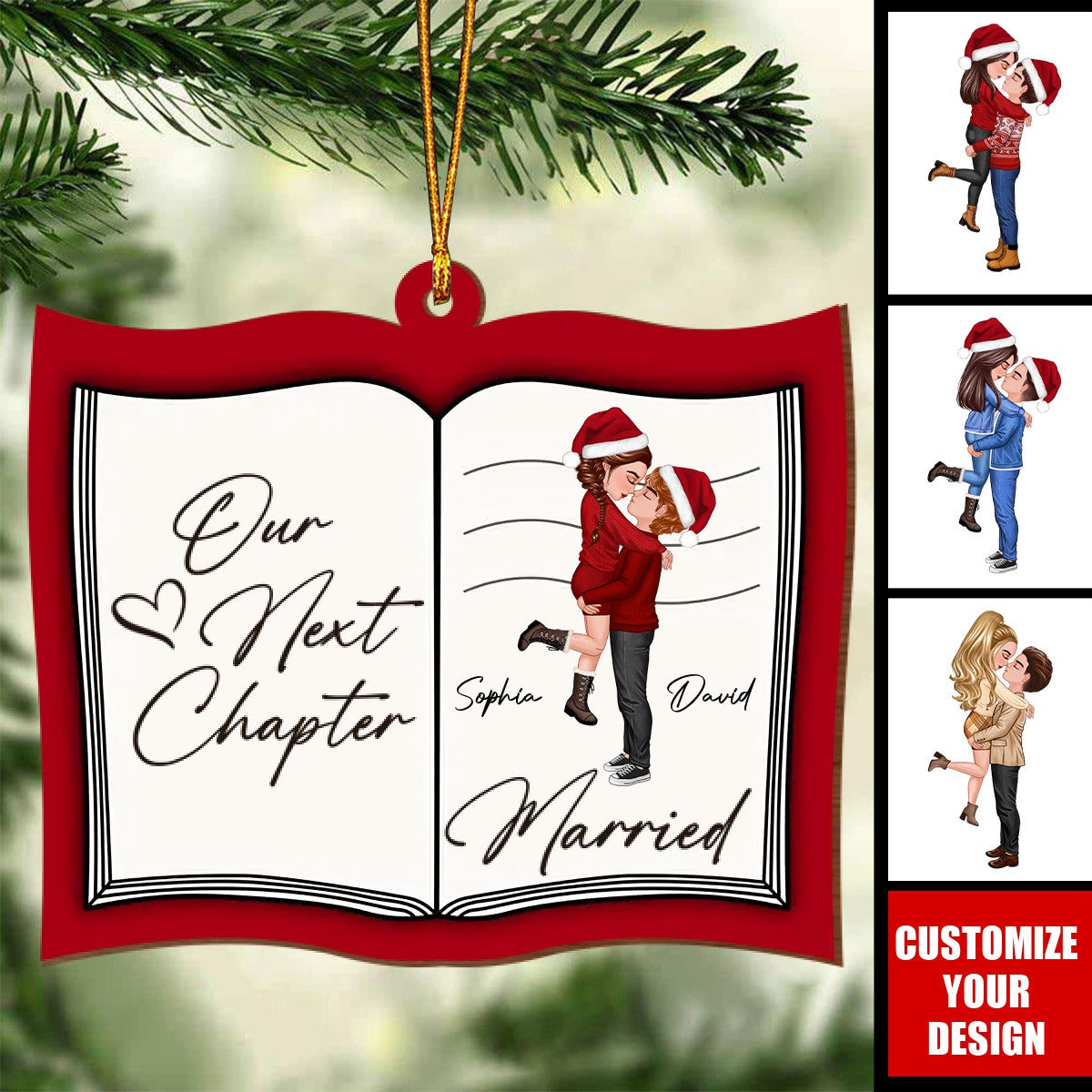 Our Next Chapter Married Storybook Couple Personalized Wooden Ornament ...