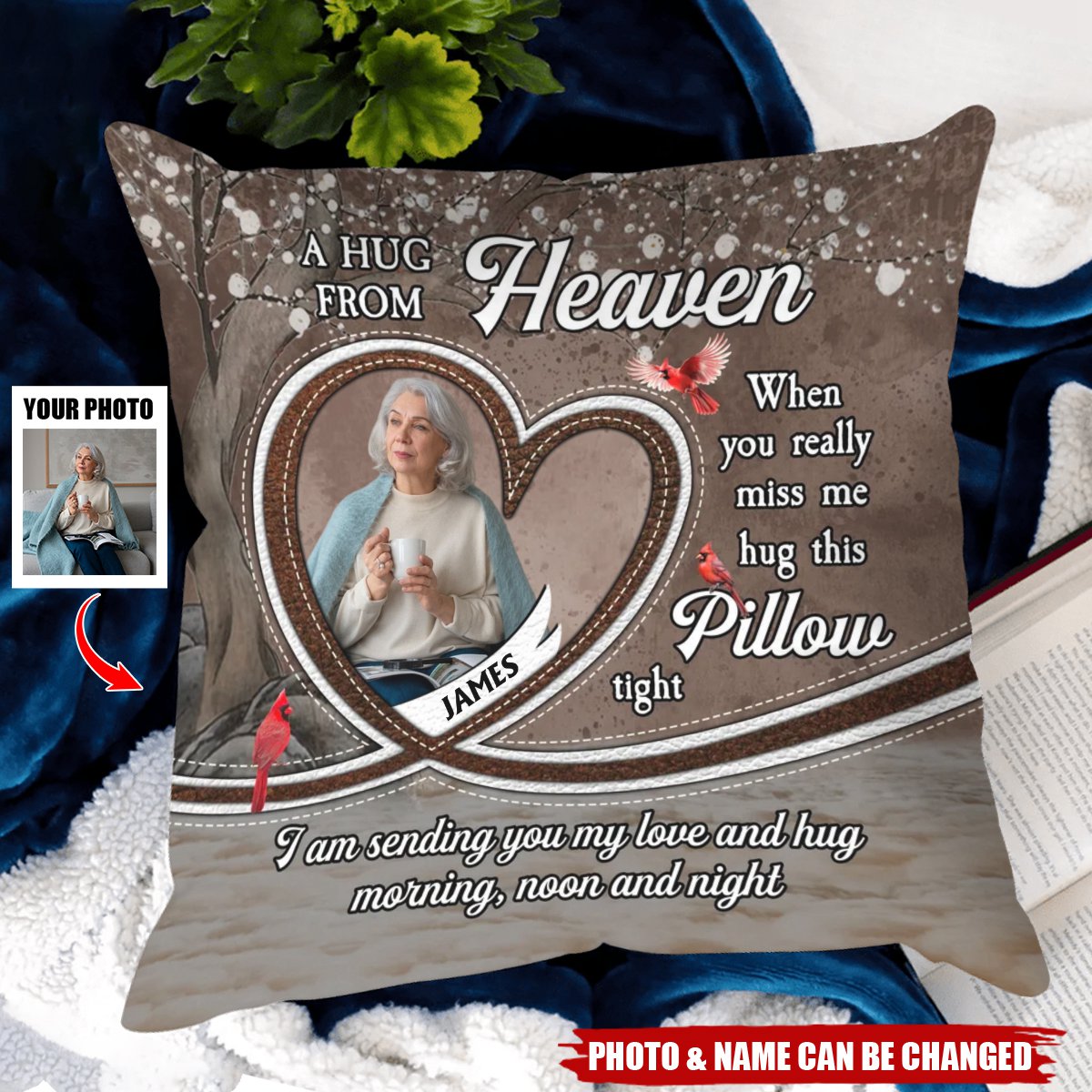 Personalized Hug From Heaven Custom Photo Memorial Pillow - Gifts for ...
