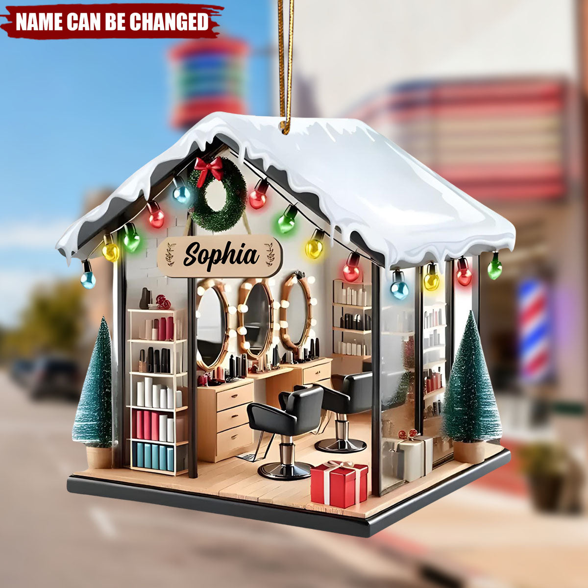 Personalized Hair Salon Christmas Ornament, Hair Salon 3D Effect Xmas ...