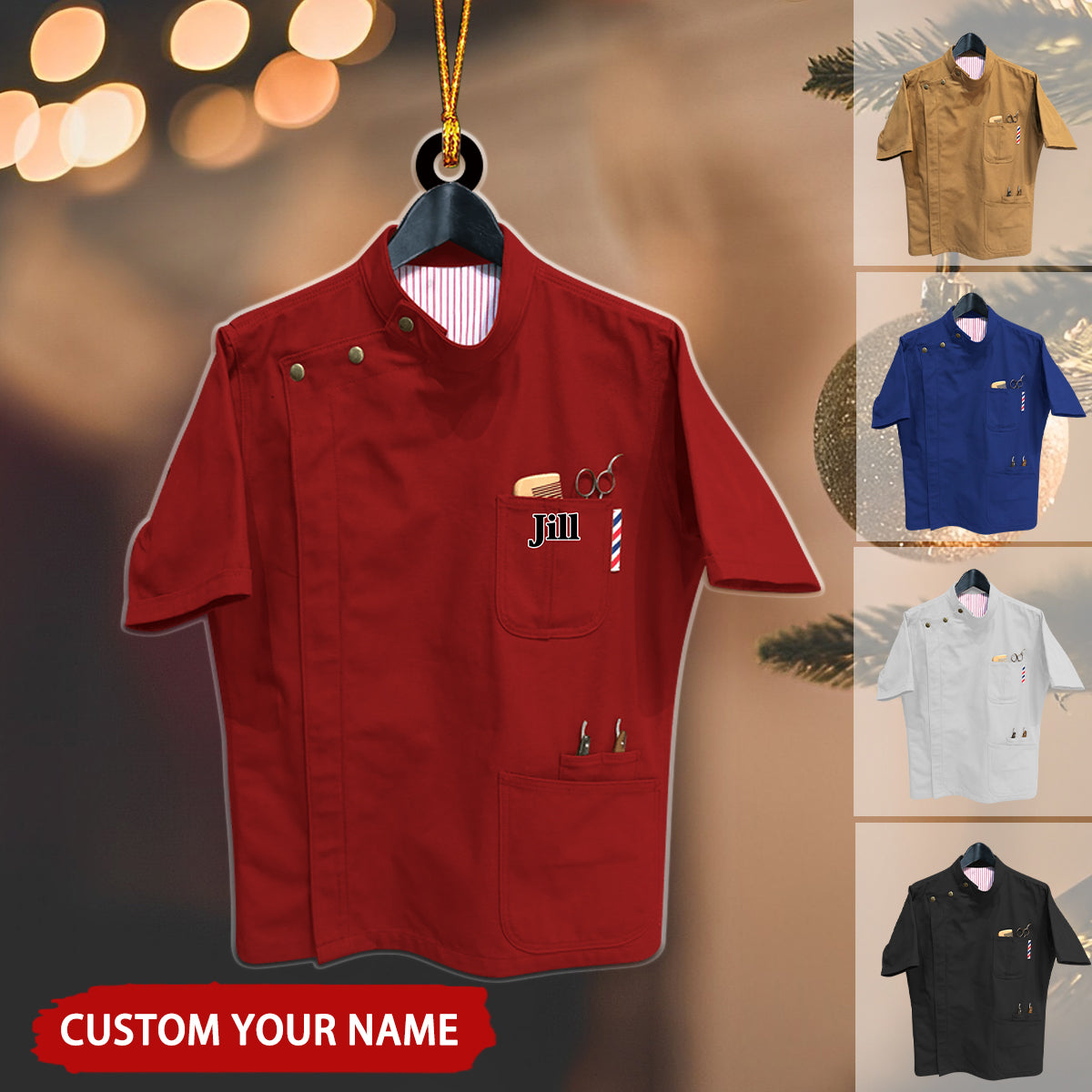 Custom Name Barber Uniform Personalized Christmas Ornament designed by ...