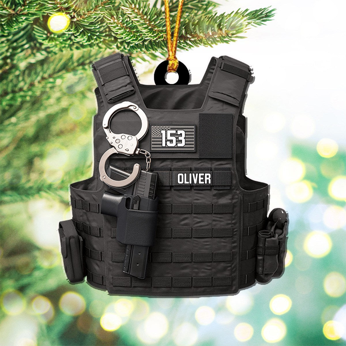 Personalized Police Bulletproof Vest Christmas Acrylic Ornament ...