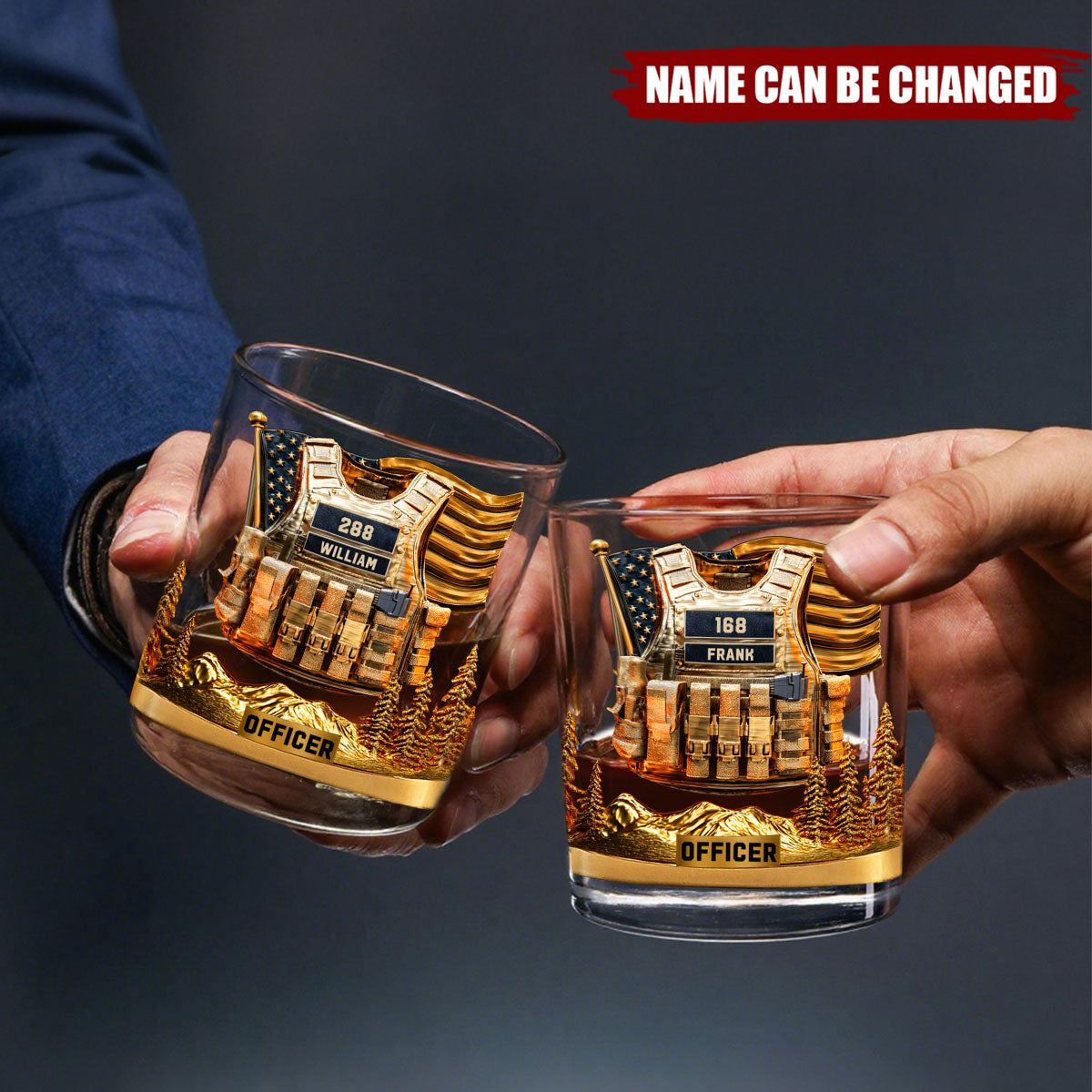Personalized Police Officer Whiskey Glass designed by Topnut | Meear