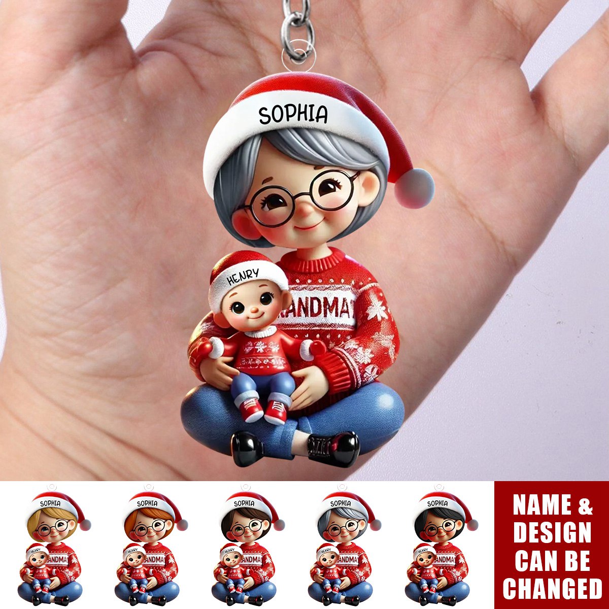 Grandma Grandkids Sitting Crossed Legs Personalized Acrylic Keychain ...