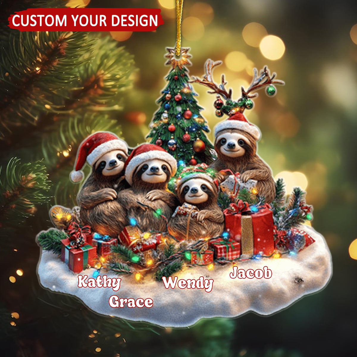 Merry Christmas Sloths Personalized Ornament, Gift For Sloths Lovers ...