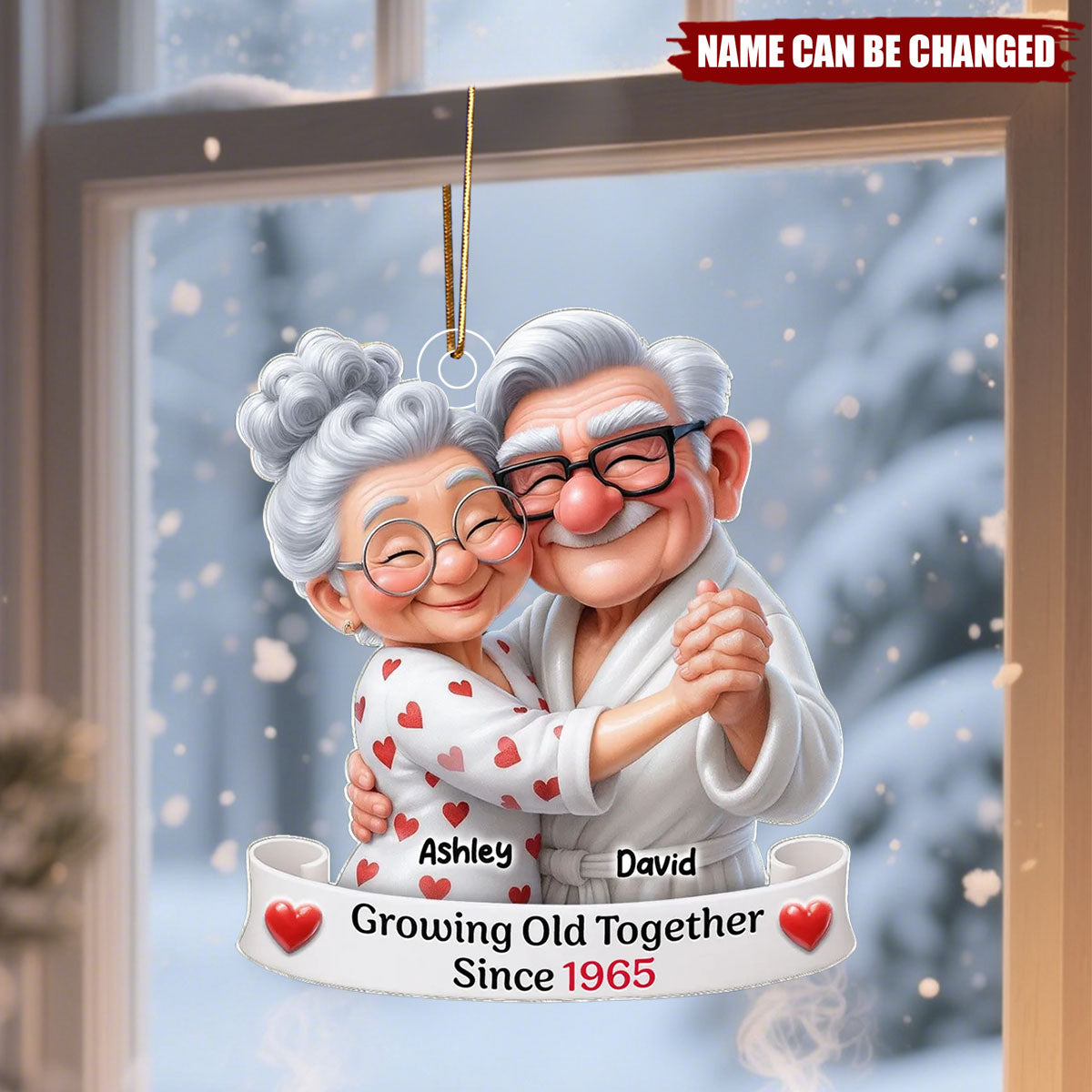 Growing Old Together Personalized Old Couple Dancing Acrylic Ornament ...