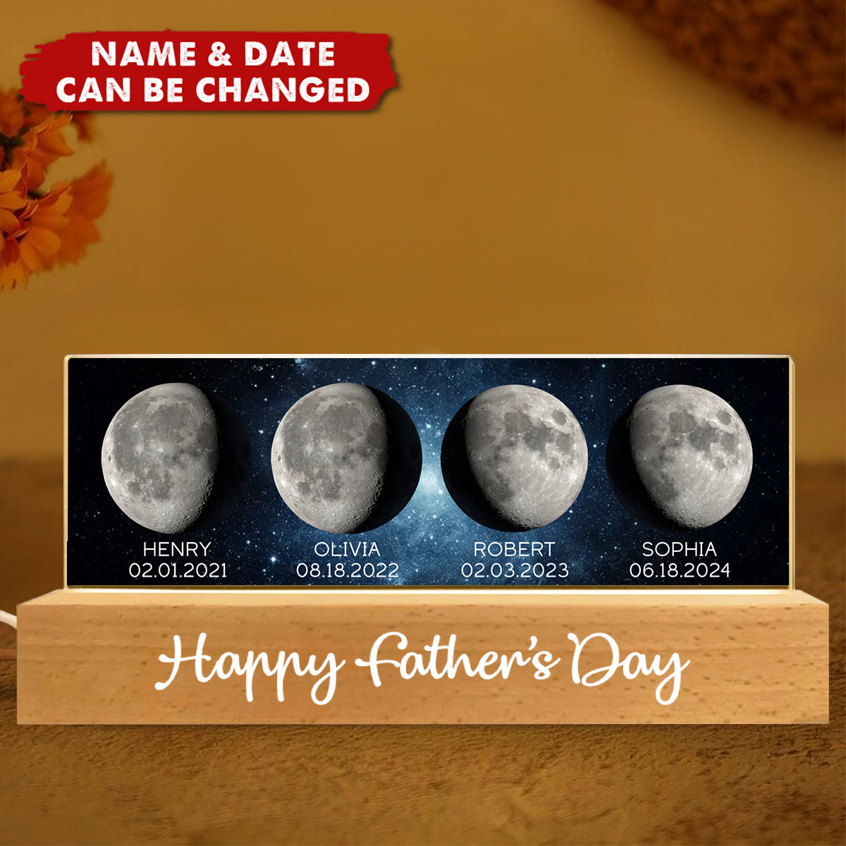Starry Night Custom Birth Moon Phase The Days You Became Our Dad ...