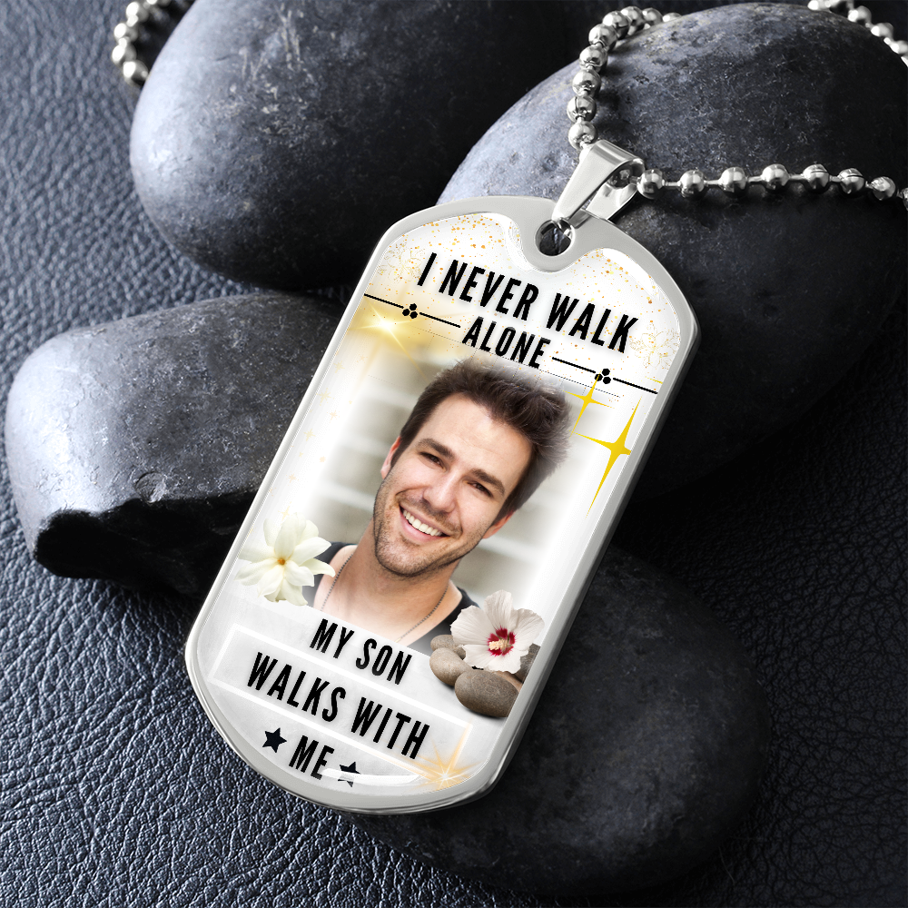 Never Walk Alone Dog Tag Memorial Photo Necklace designed by Spilled ...